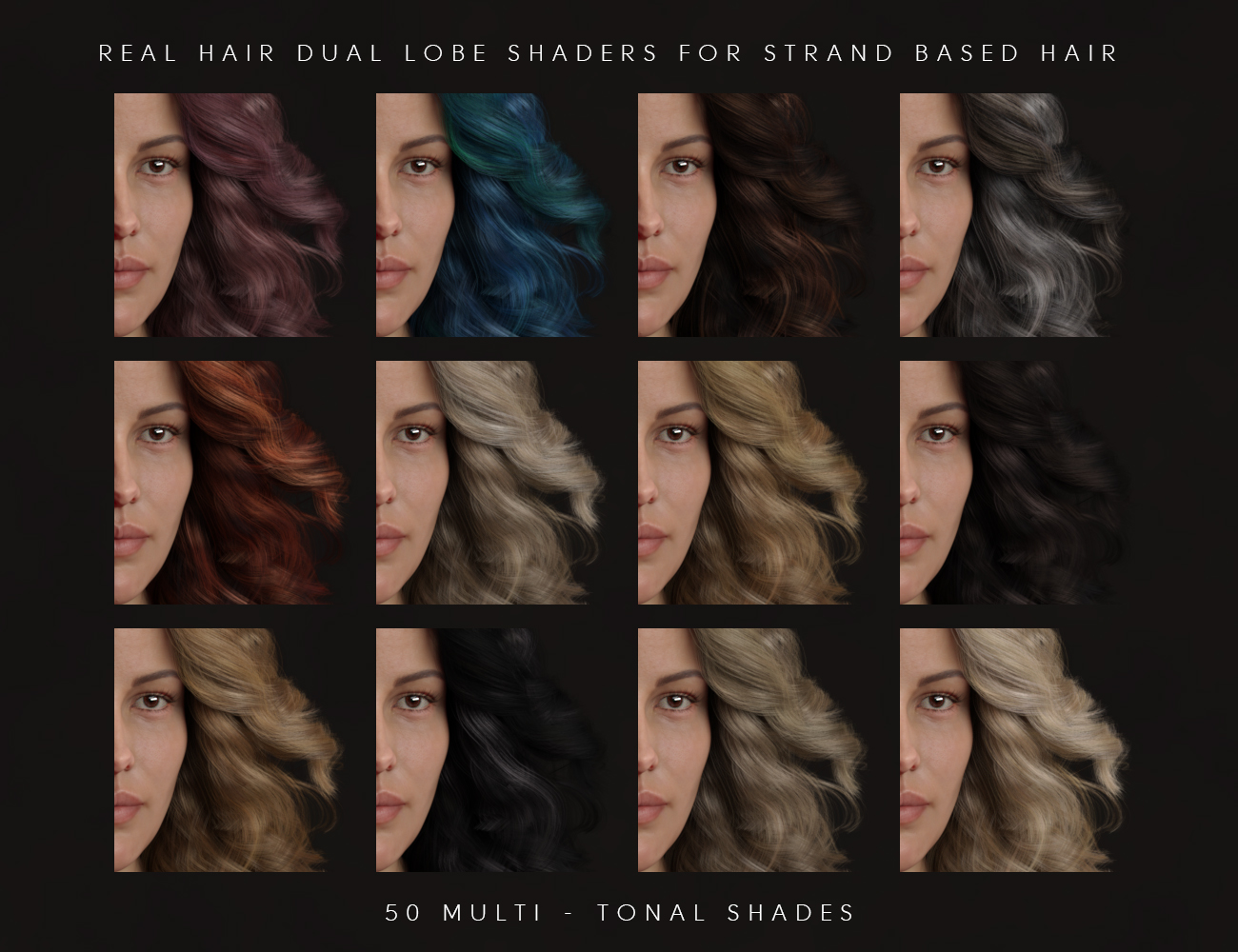 Real Hair Shaders for dForce and Strand-Based Hairs | Daz 3D