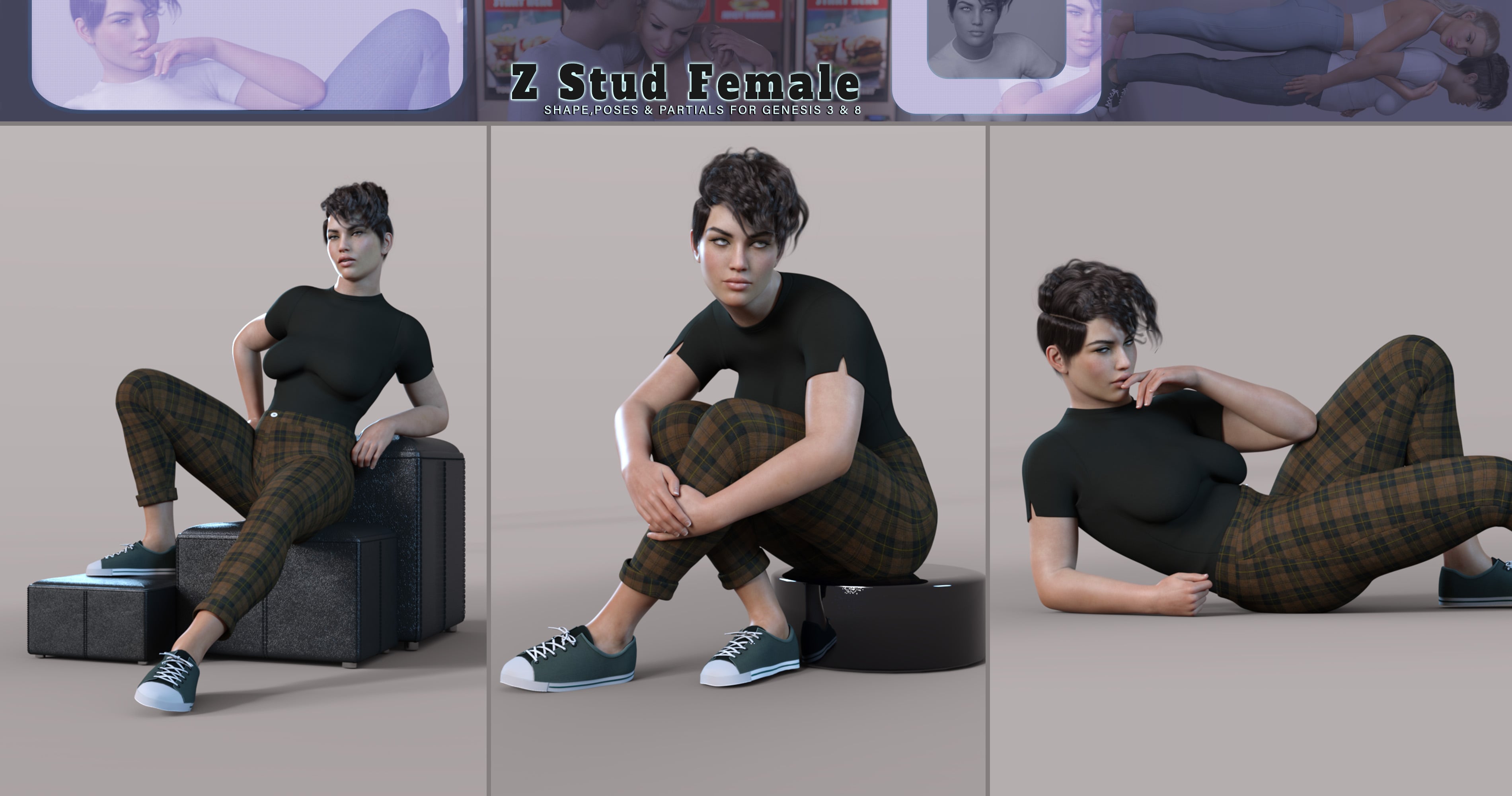 Z Stud Female Shape and Pose Mega Set | Daz 3D