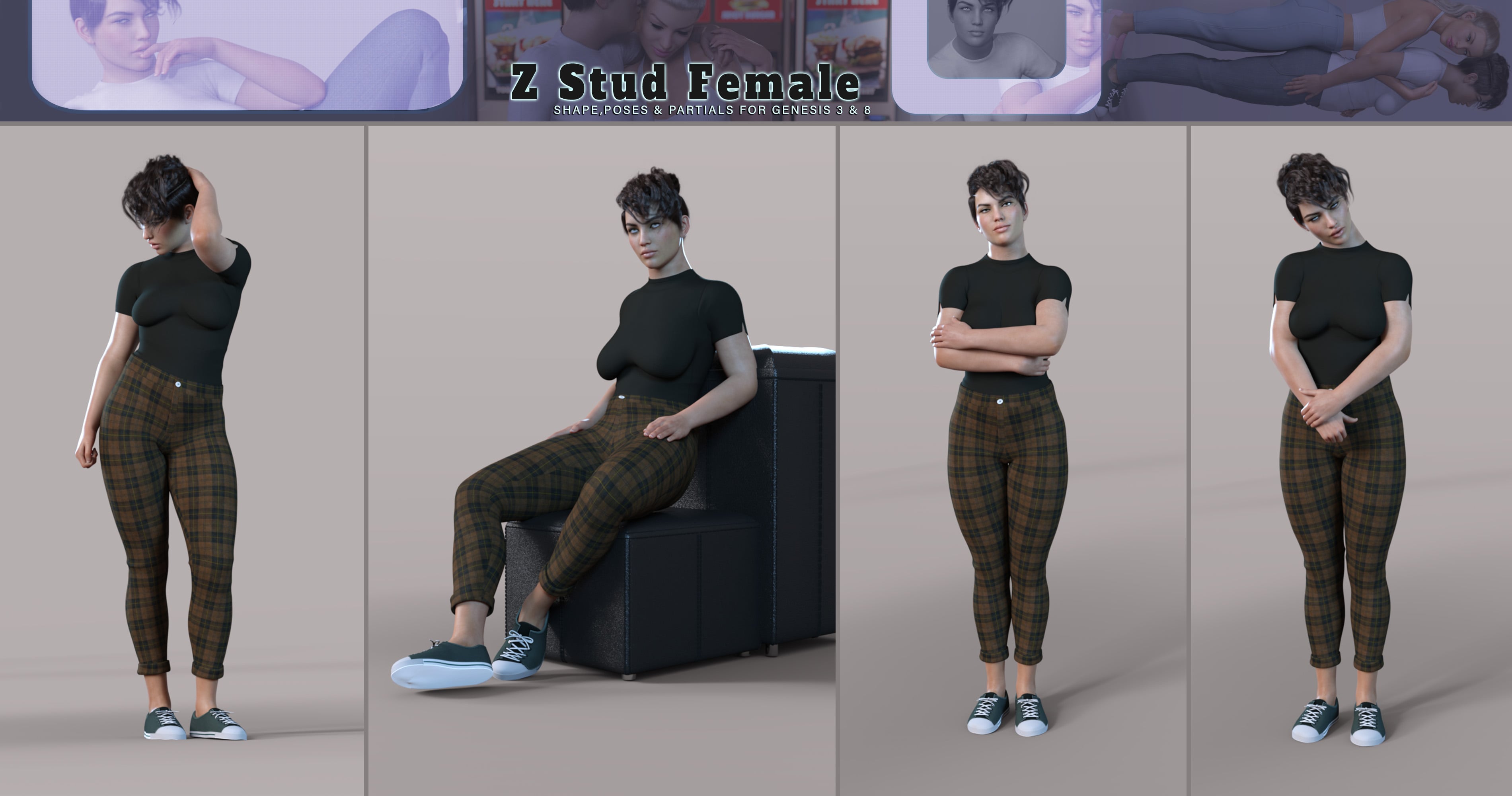 Z Stud Female Shape and Pose Mega Set | Daz 3D