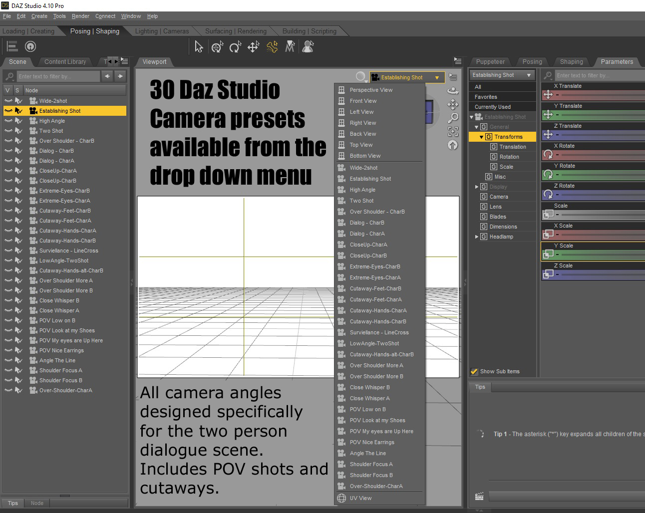 1stB Camera Coverage - Dialogue Scene Presets | Daz 3D