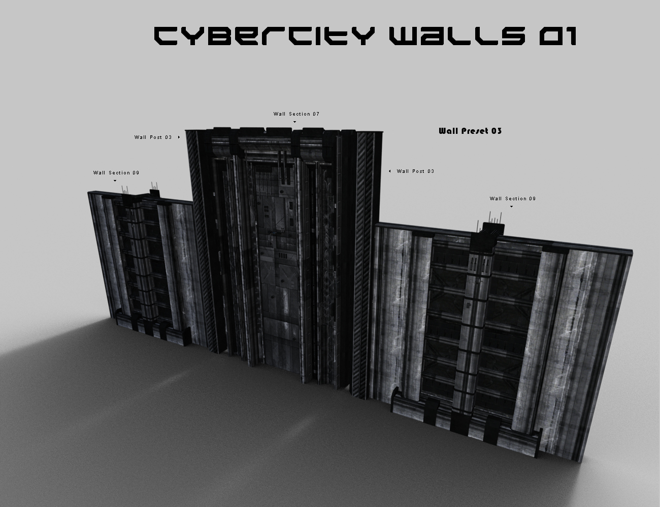 CyberCity Walls 01 | Daz 3D