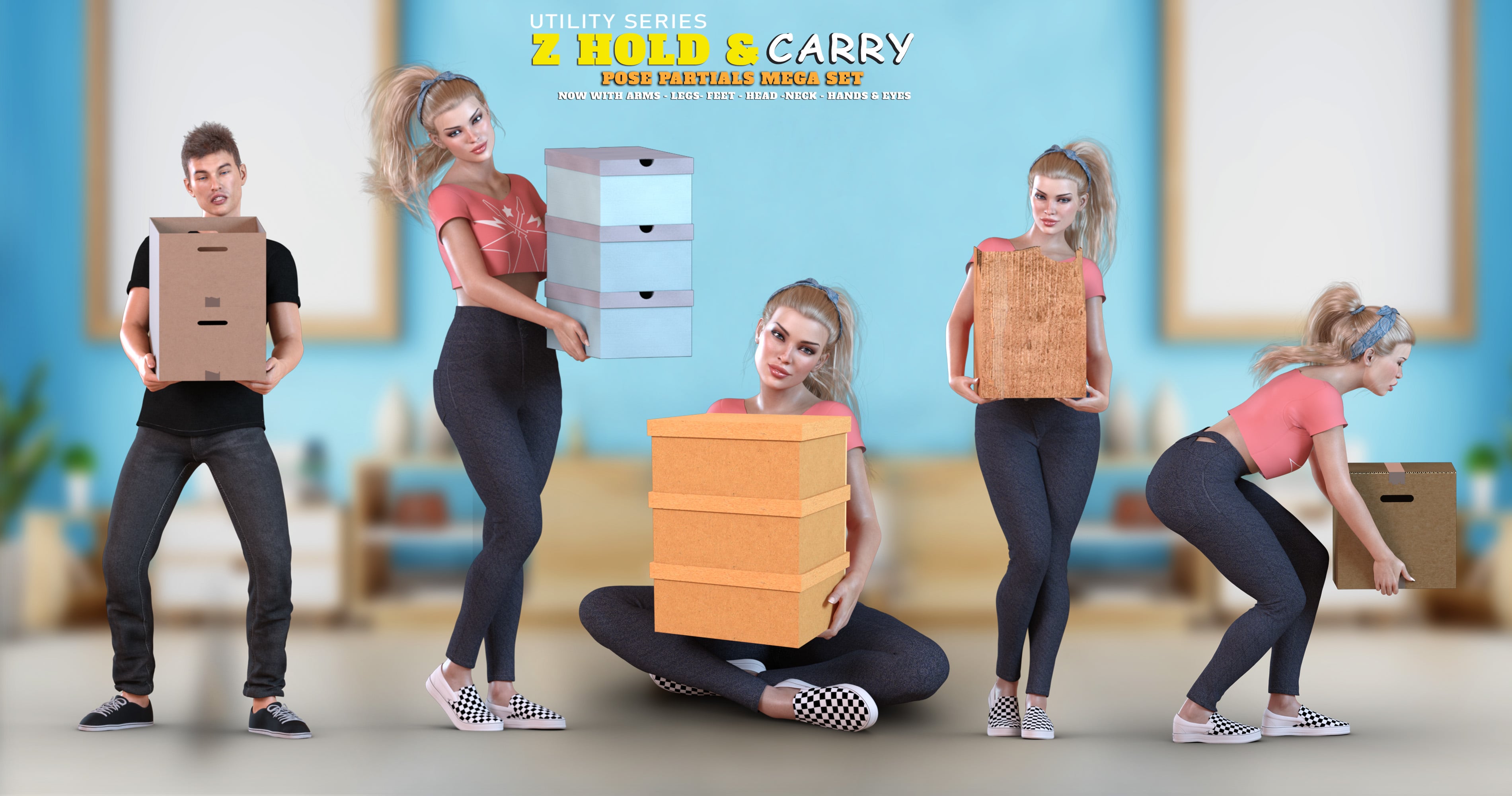 Z Utility Hold and Carry Pose Mega Set | Daz 3D