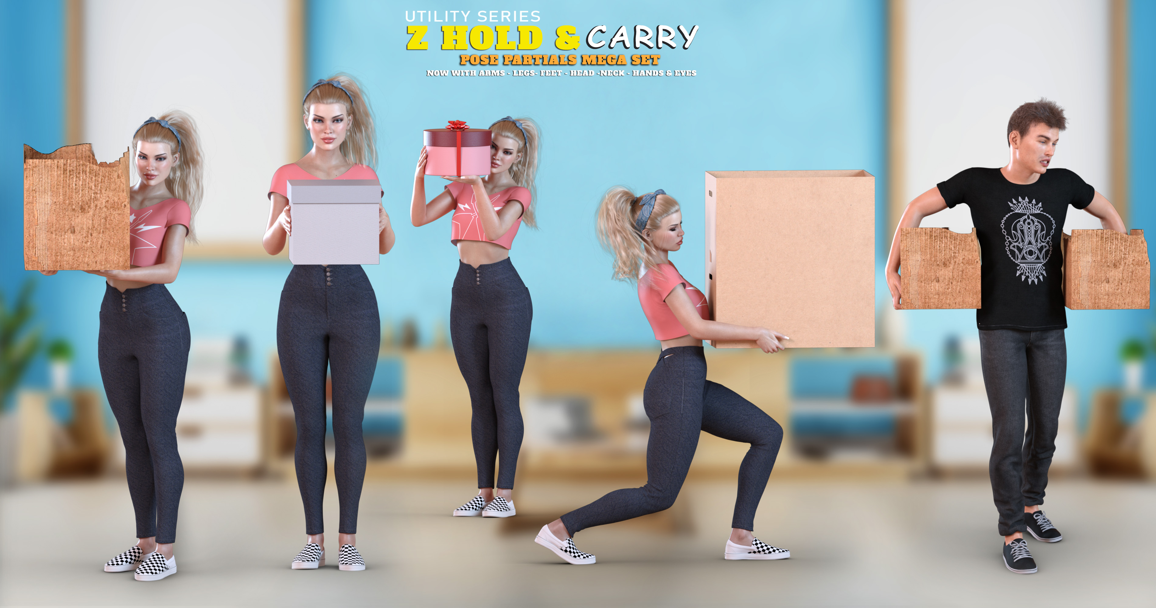 Z Utility Hold and Carry Pose Mega Set | Daz 3D
