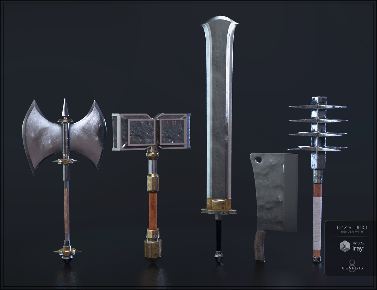 Darkside Weapons for Genesis 8 Male(s) and Ogre HD | Daz 3D