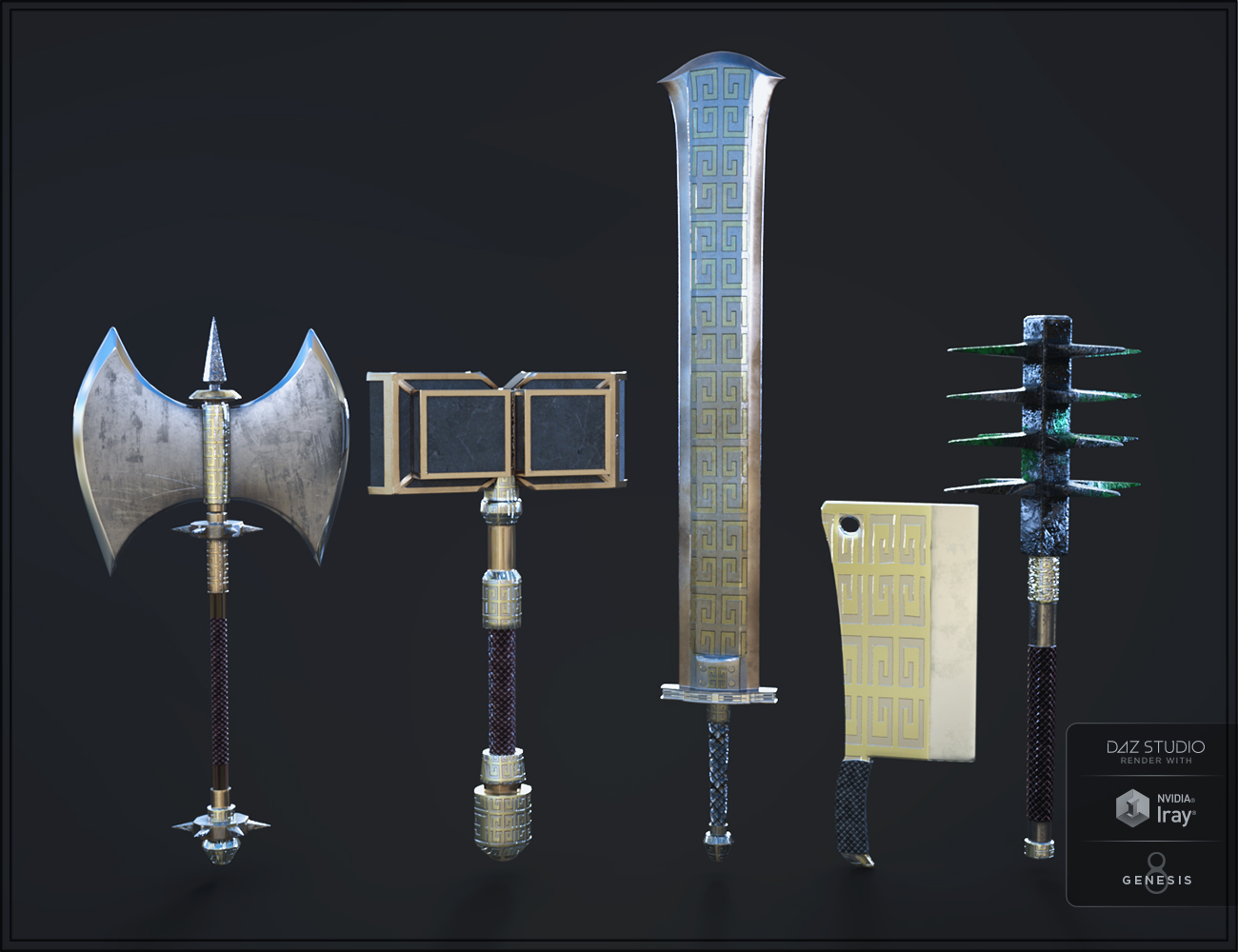 Darkside Weapons for Genesis 8 Male(s) and Ogre HD | Daz 3D