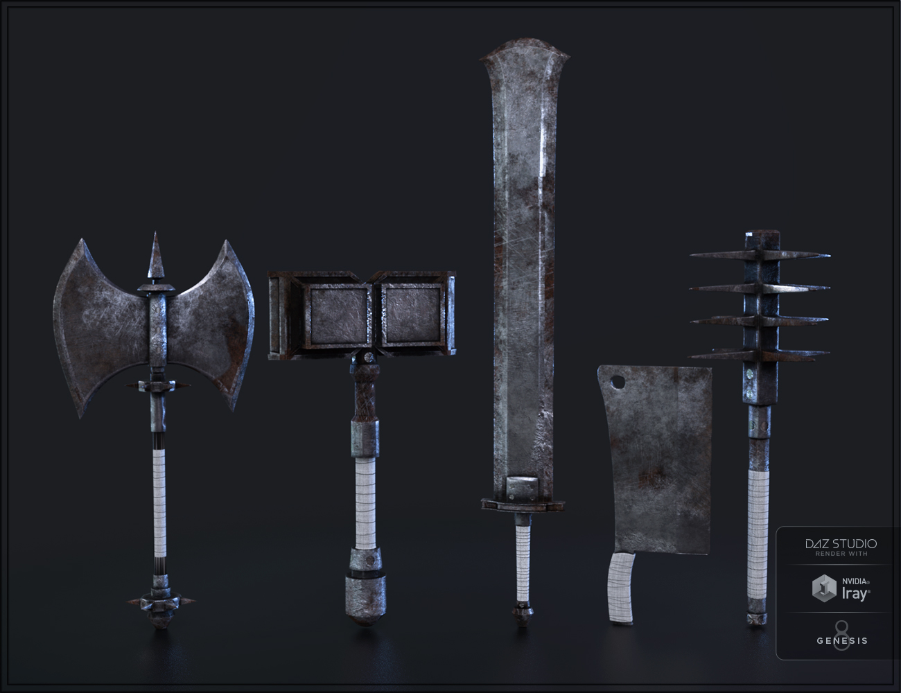 Darkside Weapons for Genesis 8 Male(s) and Ogre HD | Daz 3D