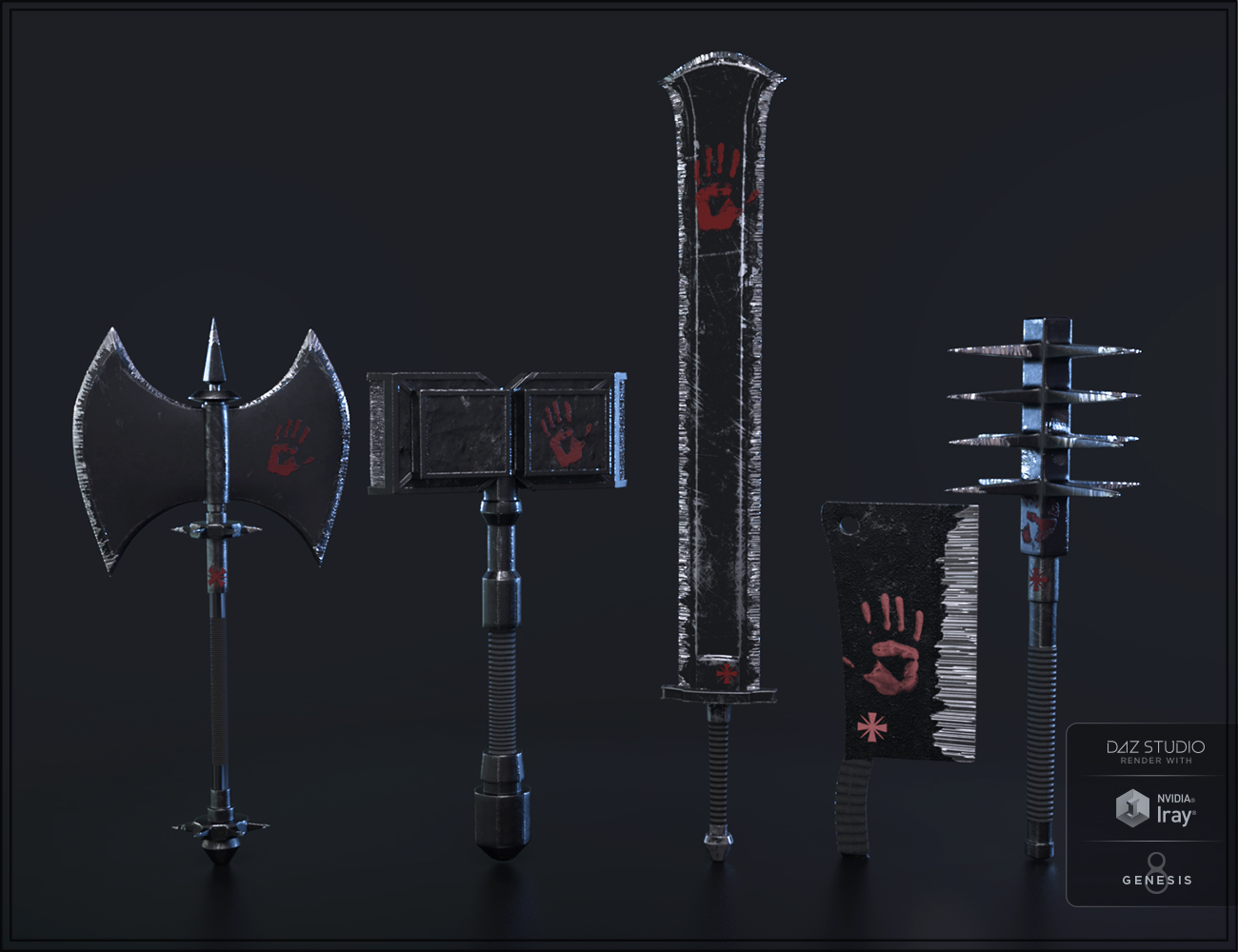 Darkside Weapons for Genesis 8 Male(s) and Ogre HD | Daz 3D