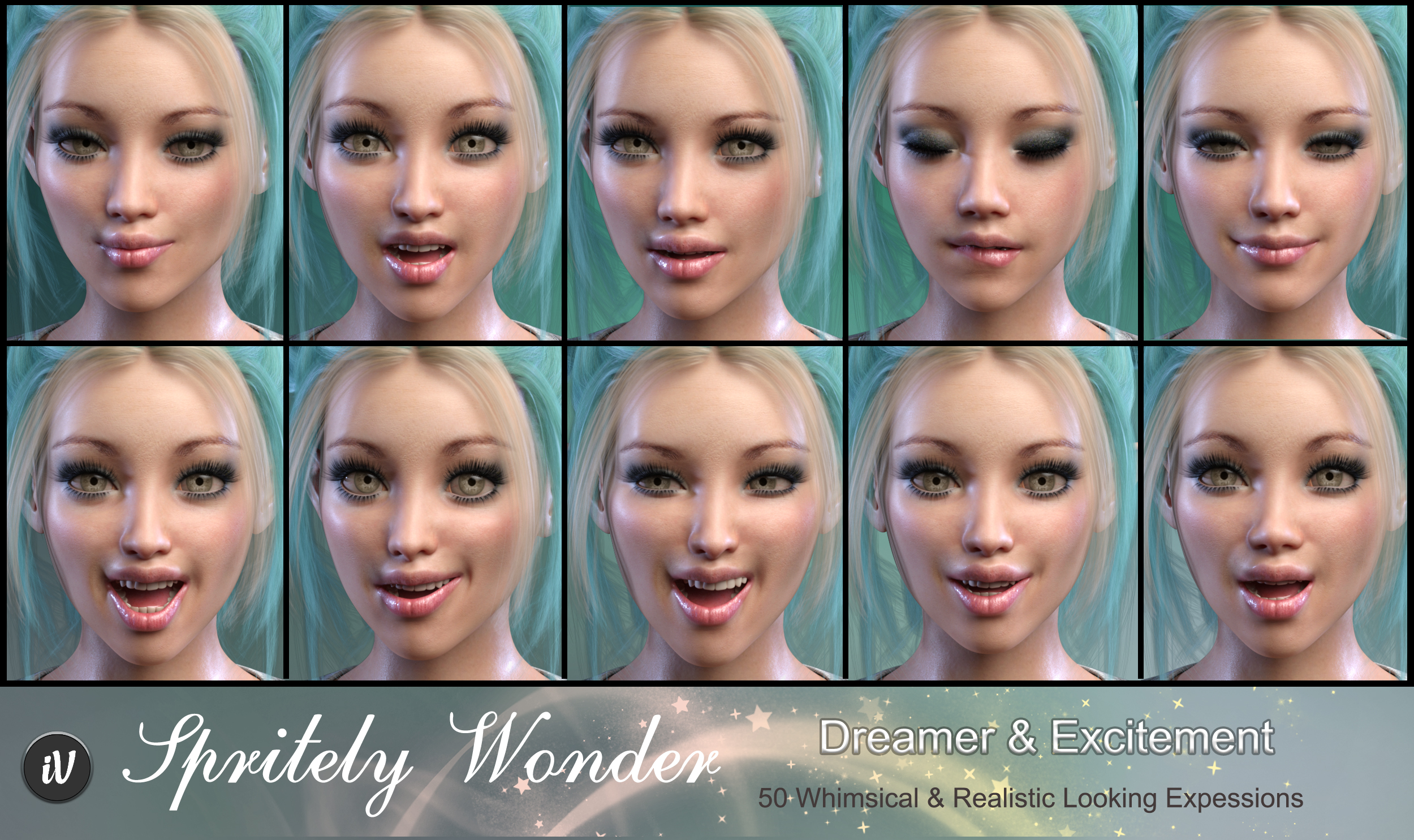 iV Sprightly Wonder Expressions For Genesis 8 Female(s) | Daz 3D