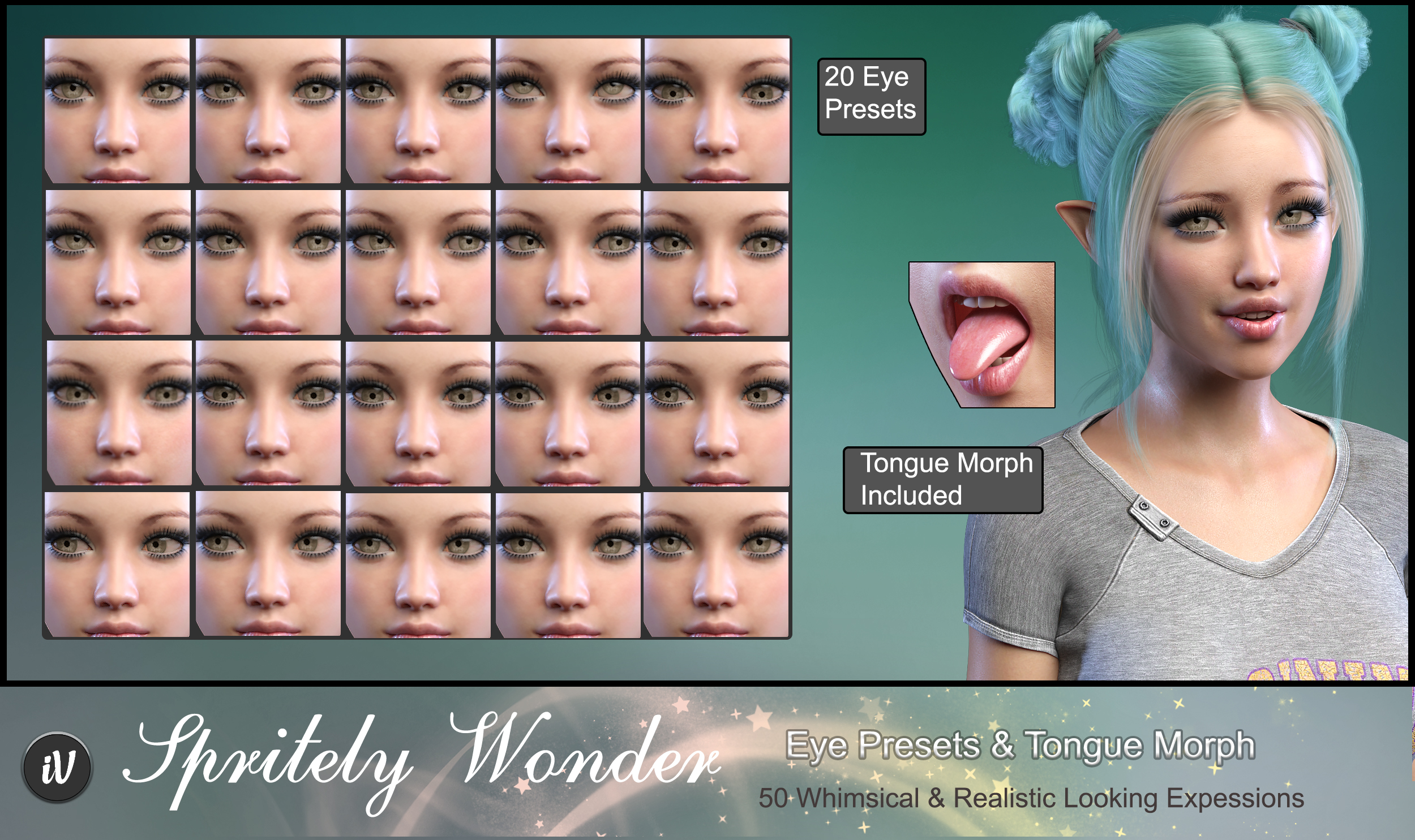 iV Sprightly Wonder Expressions For Genesis 8 Female(s) | Daz 3D