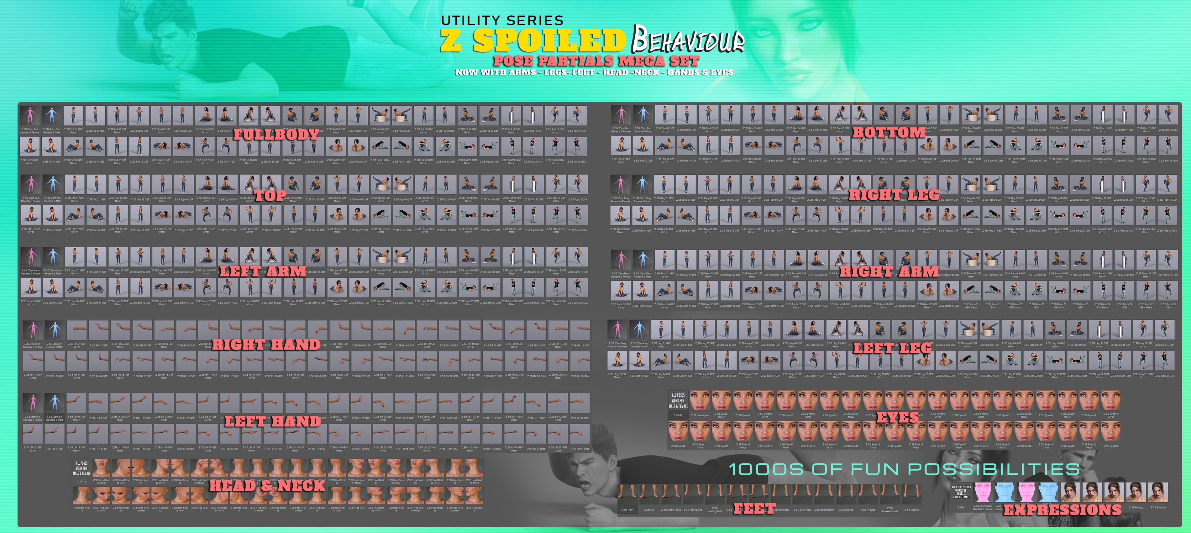 Z Spoiled Behavior Pose Mega Set | Daz 3D