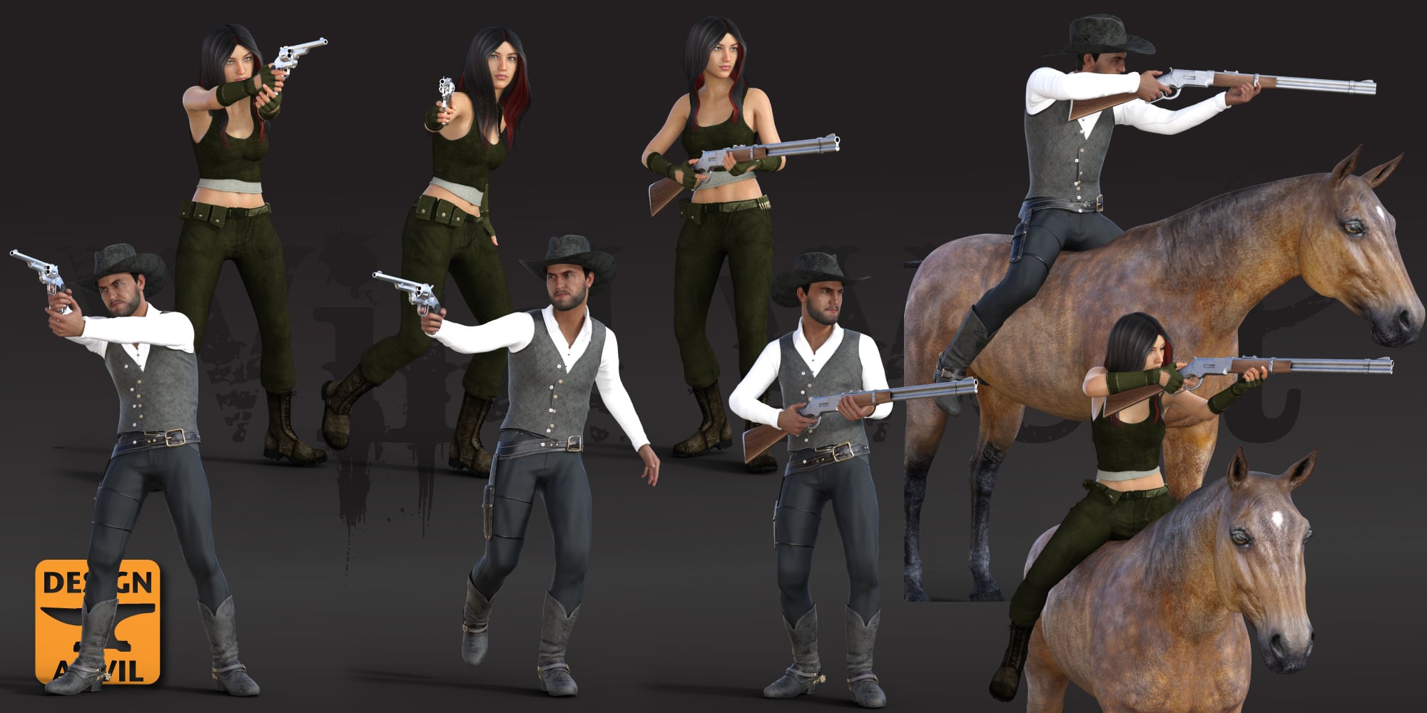 DA Wild West Poses for Genesis 8 | Daz 3D