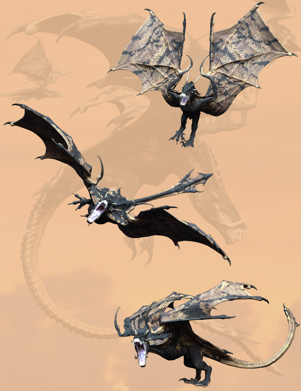 Action Wyvern Poses for HH Wyvern | Daz 3D