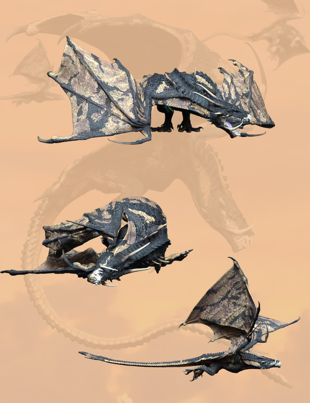 Action Wyvern Poses for HH Wyvern | Daz 3D