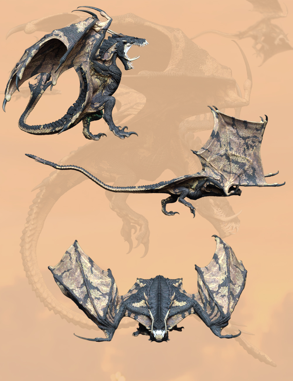 Action Wyvern Poses for HH Wyvern | Daz 3D