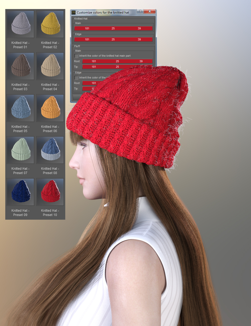dForce Hair Helper and Knitted Hat | Daz 3D