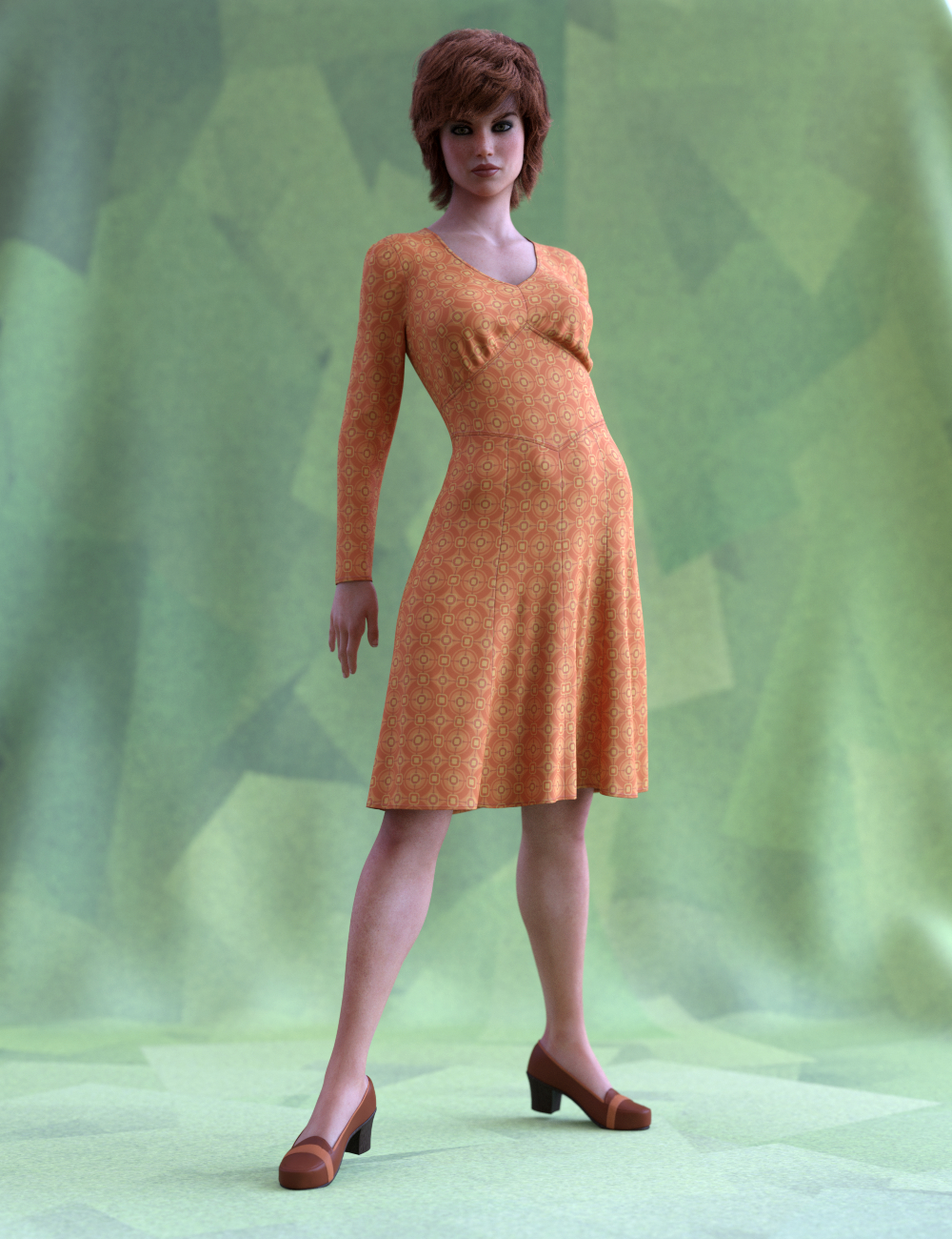 dForce 70's Work Dress for Genesis 8 Female(s) | Daz 3D
