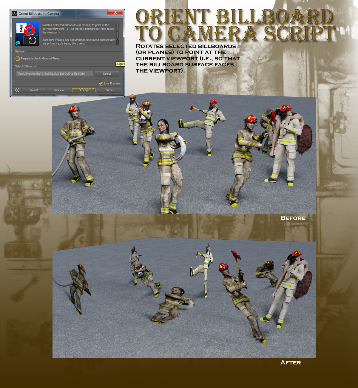 Now-Crowd Billboards - First Responders, Firefighters | Daz 3D