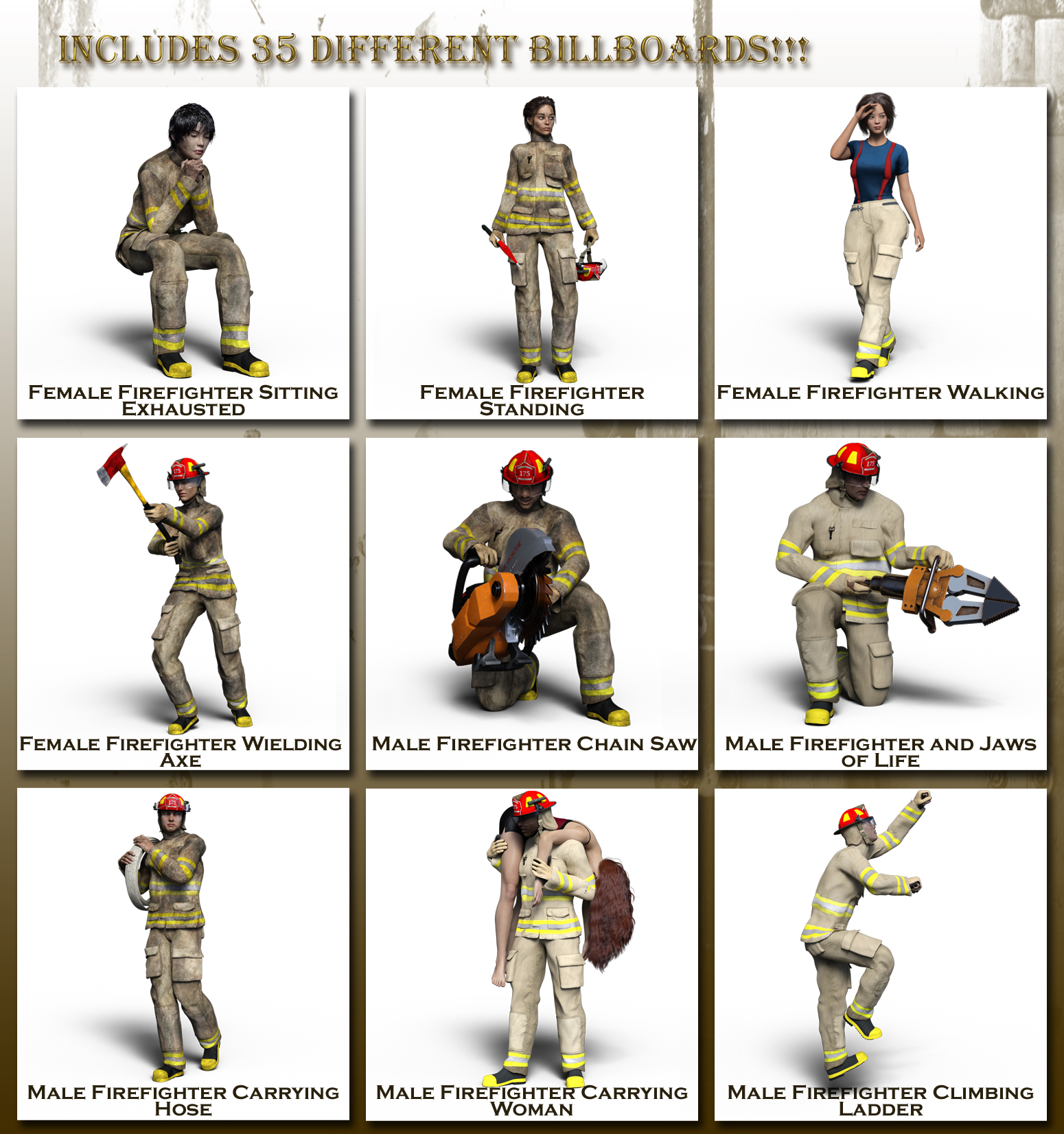 Now-Crowd Billboards - First Responders, Firefighters | Daz 3D
