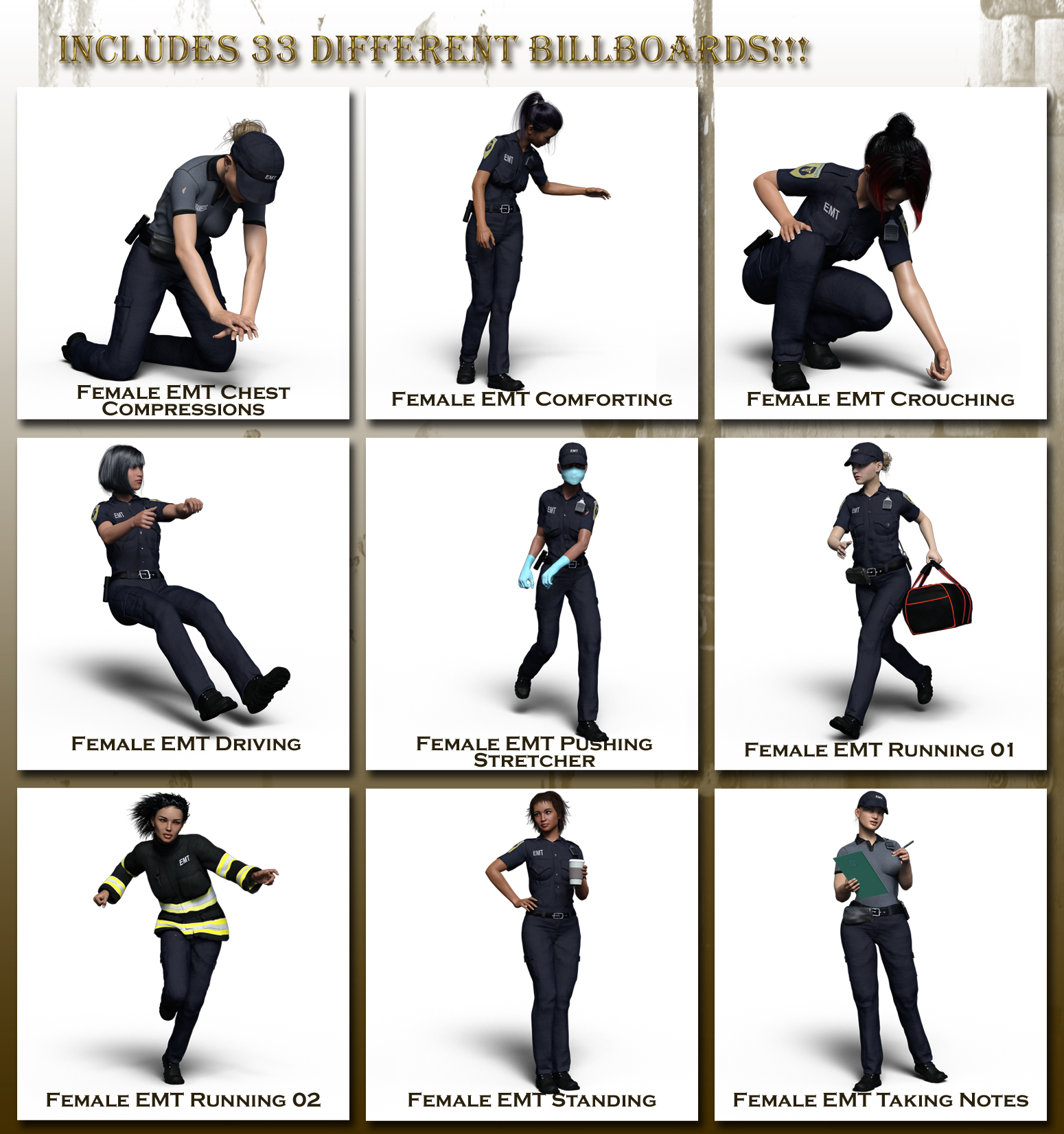 Now-Crowd Billboards - First Responders Bundle | Daz 3D