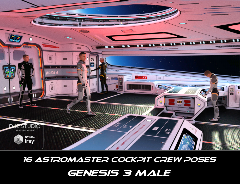 Astromaster Cockpit Crew Poses for Genesis 3 and 8 | Daz 3D