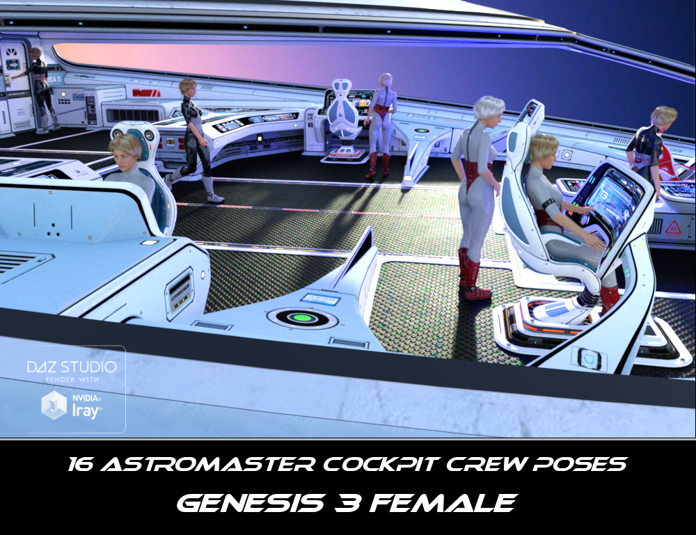 Astromaster Cockpit Crew Poses for Genesis 3 and 8 | Daz 3D