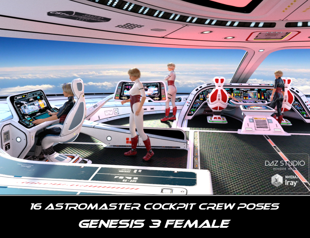 Astromaster Cockpit Crew Poses for Genesis 3 and 8 | Daz 3D