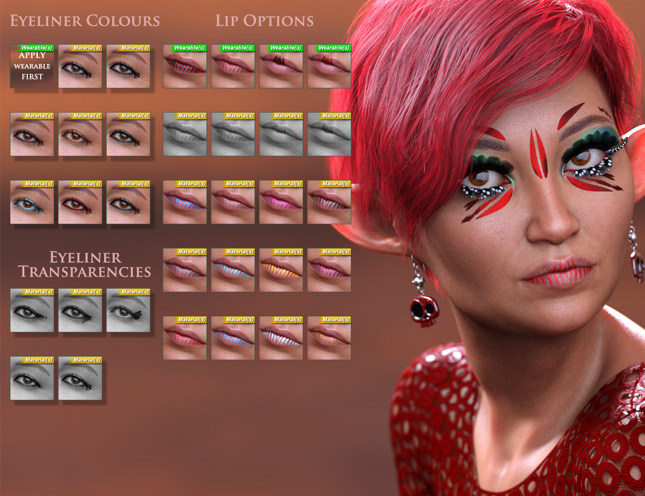 Extreme Closeup Flutterby Geoshell Makeups and Lashes for Genesis 8 Female(s) | Daz 3D