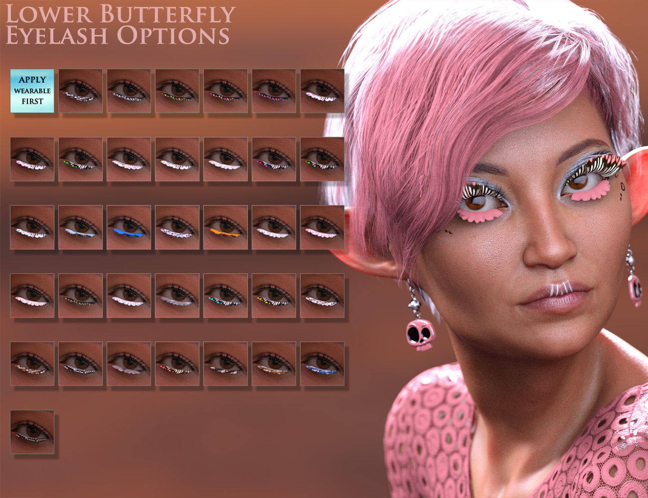 Extreme Closeup Flutterby Geoshell Makeups and Lashes for Genesis 8 Female(s) | Daz 3D