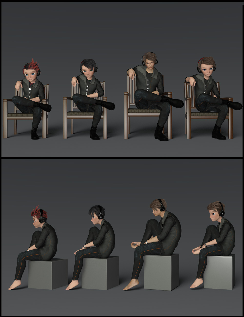 IGD Brooding Poses for Bean Briar and Bramble and Genesis 8 Male | Daz 3D