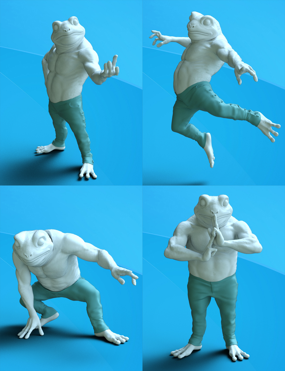 Frog Senshi Poses for Bullwarg HD and Genesis 8 Male(s) | Daz 3D