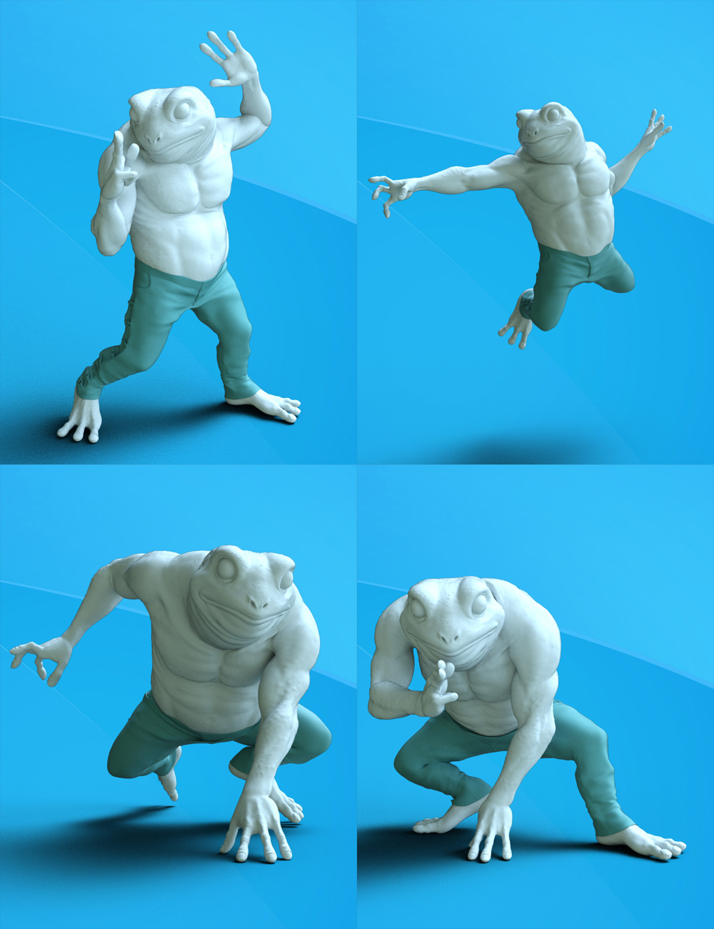 Frog Senshi Poses for Bullwarg HD and Genesis 8 Male(s) | Daz 3D