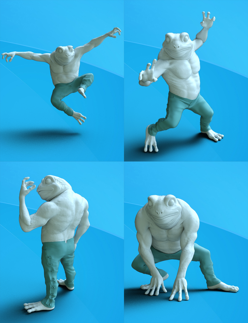 Frog Senshi Poses for Bullwarg HD and Genesis 8 Male(s) | Daz 3D
