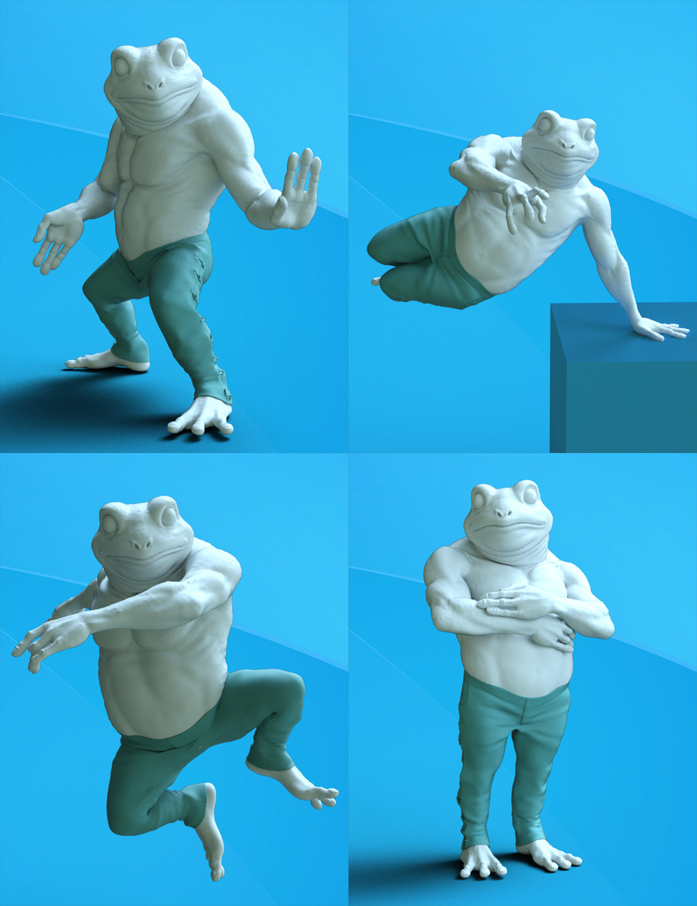 Frog Senshi Poses for Bullwarg HD and Genesis 8 Male(s) | Daz 3D