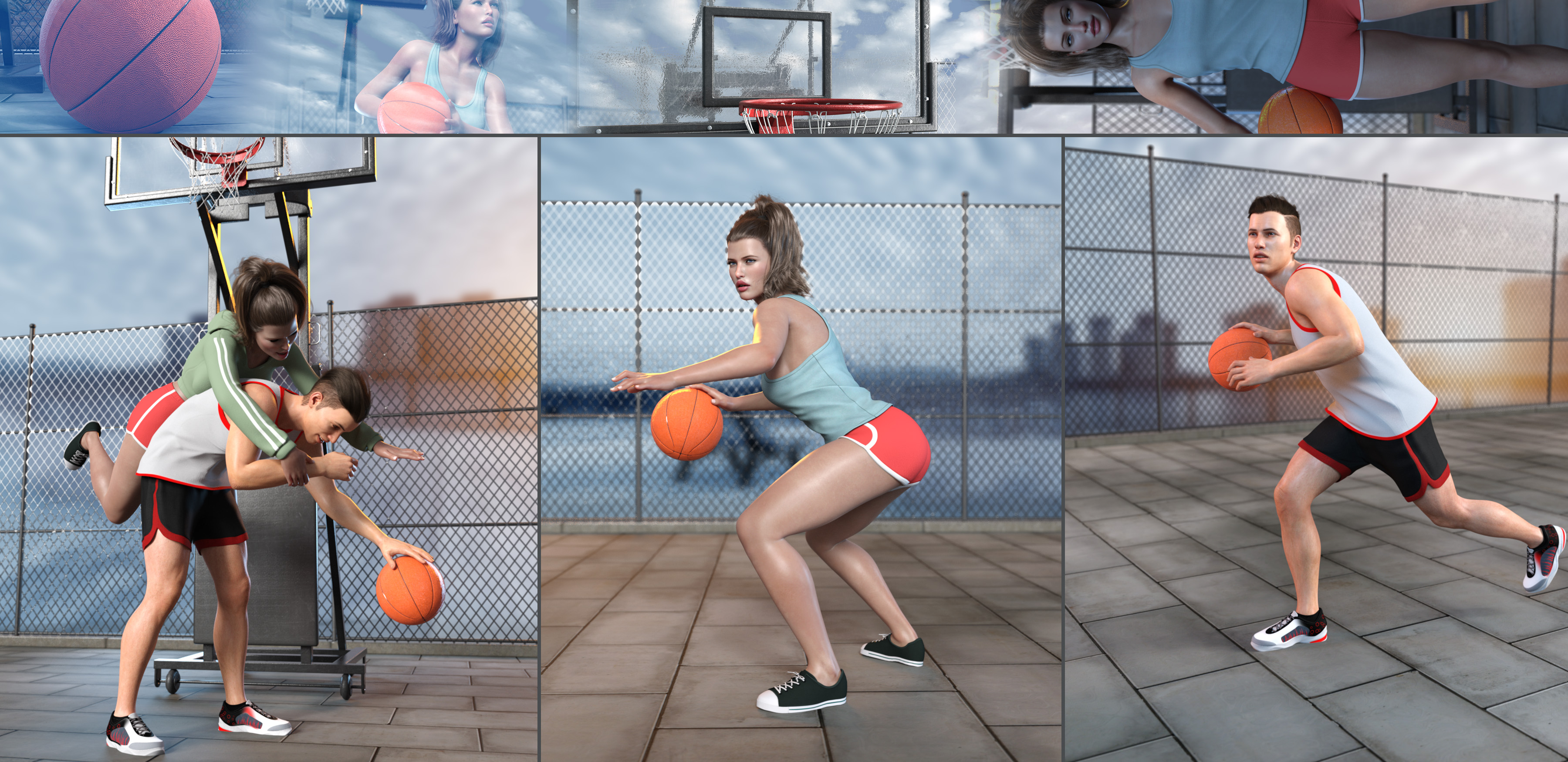 Z Shooting Hoops Scene and Poses for Genesis 8 | Daz 3D
