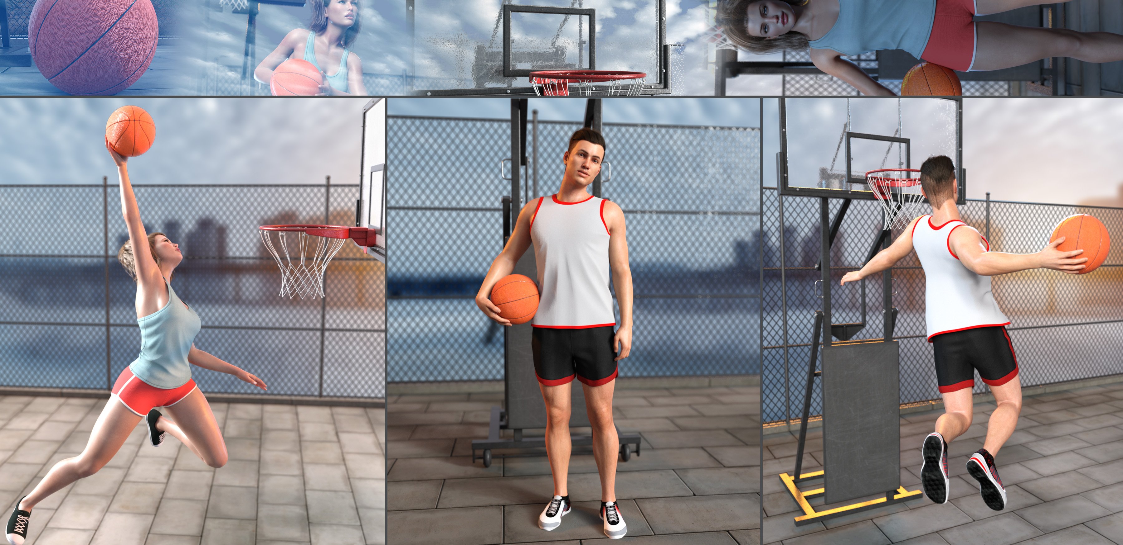 Z Shooting Hoops Scene and Poses for Genesis 8 | Daz 3D