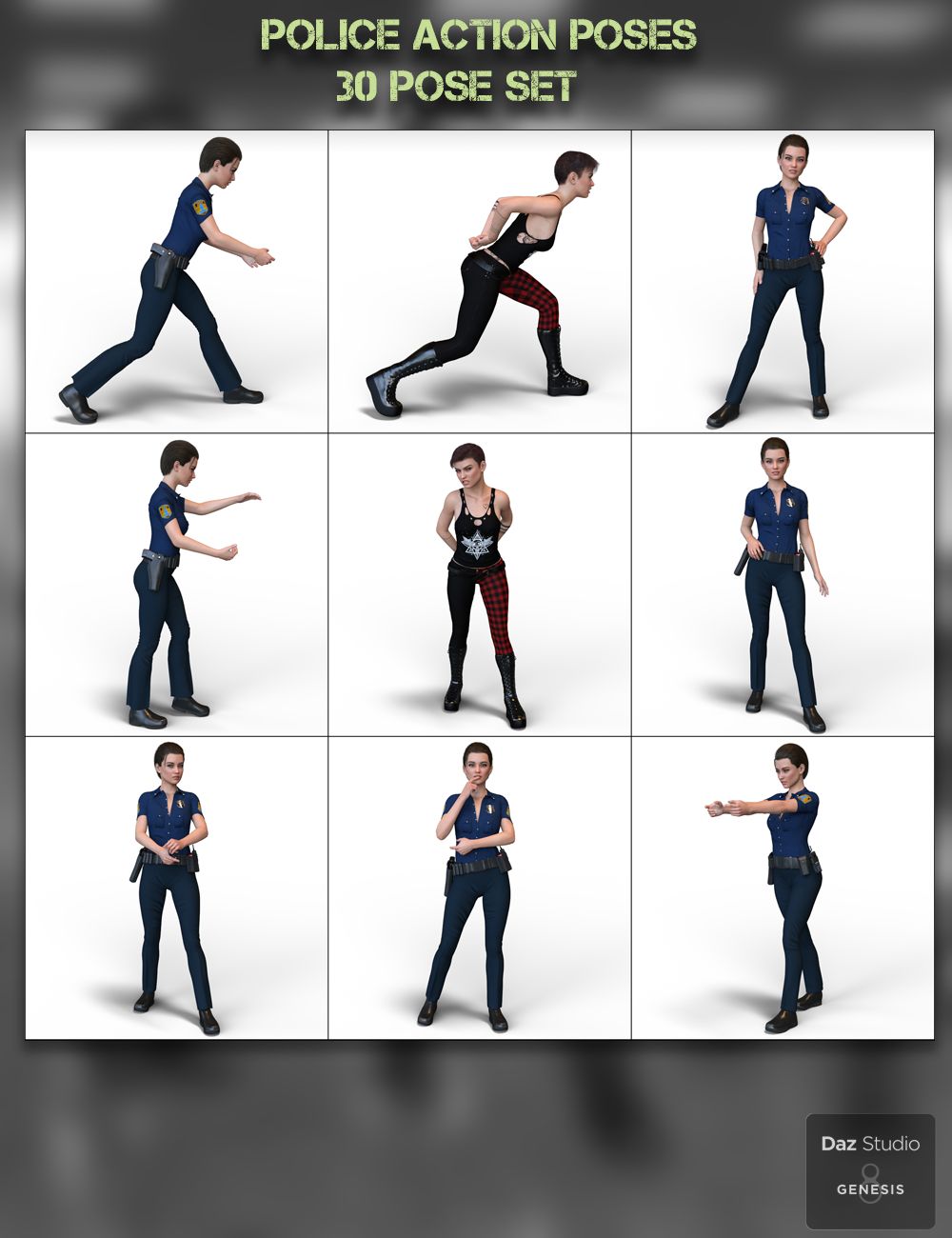 Police Action Poses for Genesis 8 Female | Daz 3D
