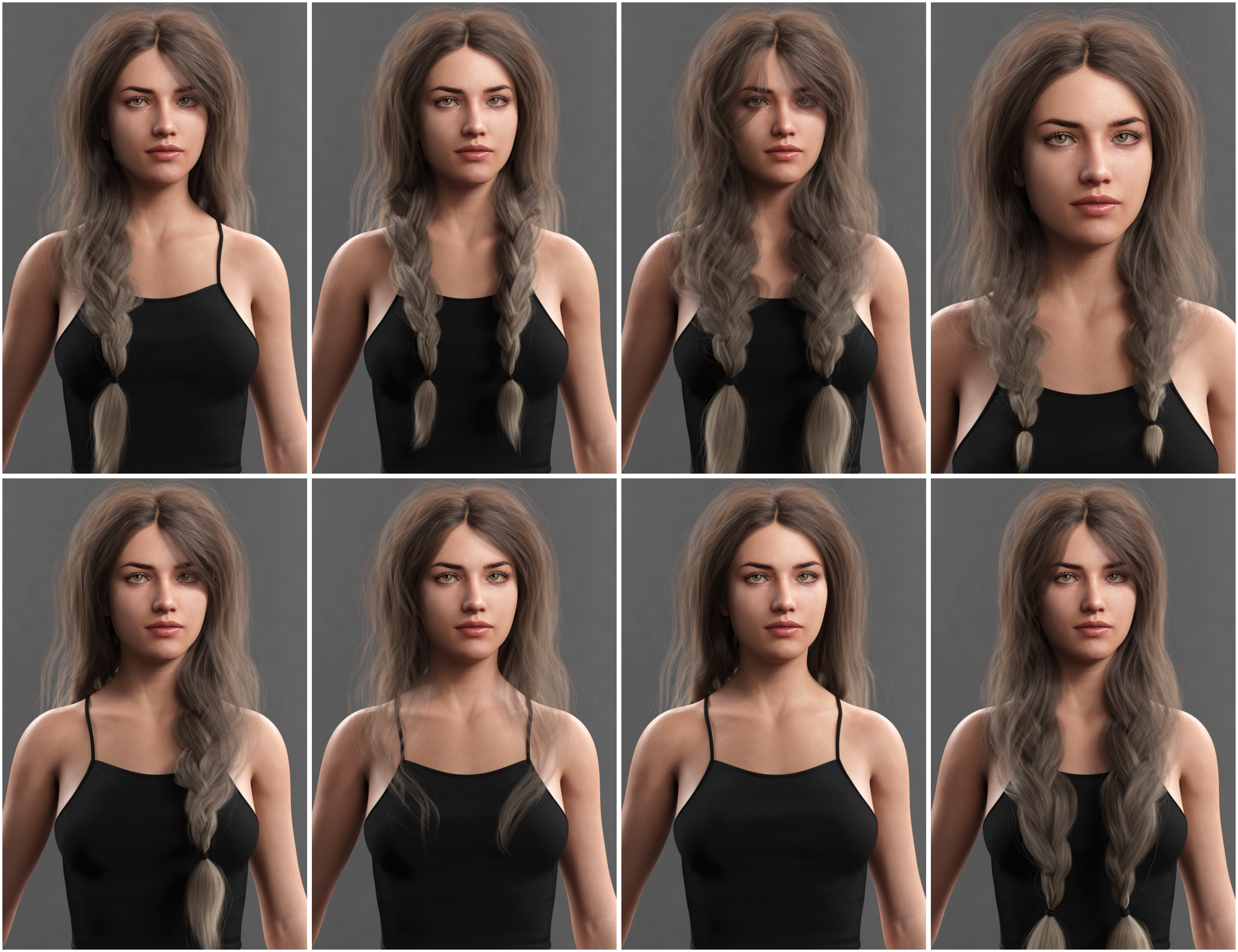 Messy Braided Tails for Genesis 3 and 8 Females | Daz 3D