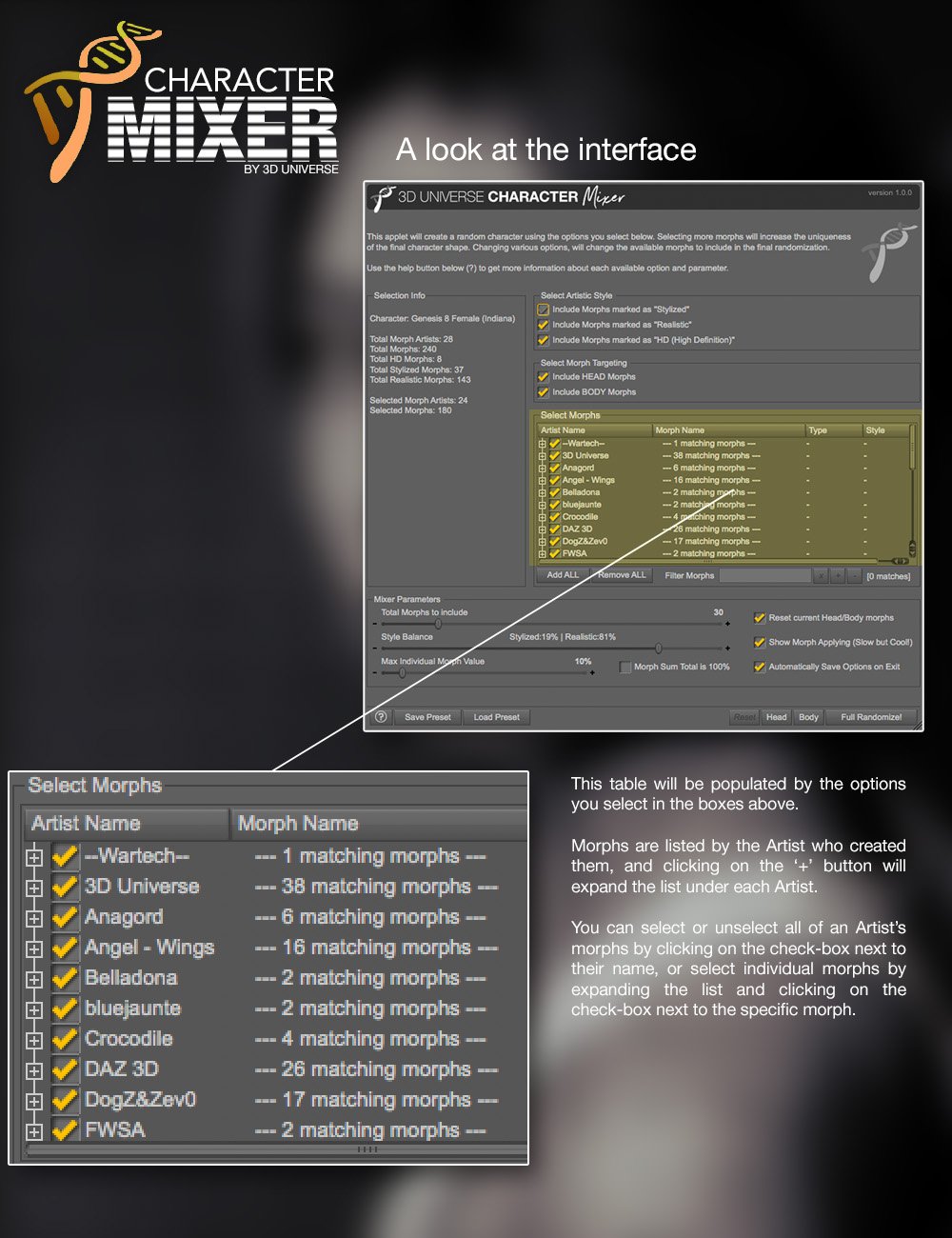 Character Mixer for Genesis Figures | Daz 3D