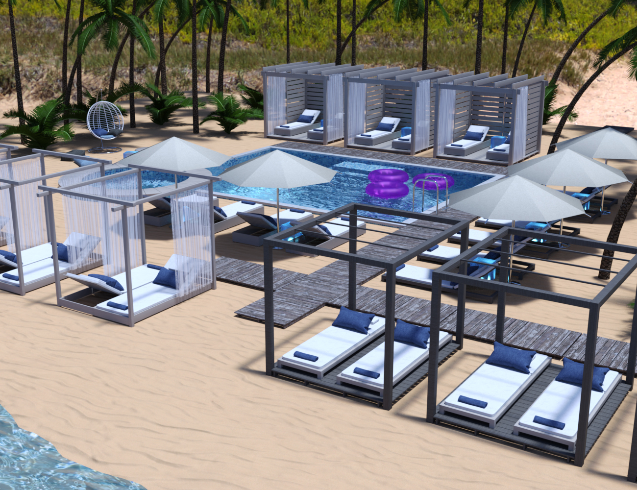 Island Beach Resort - Swimming Pool Area | Daz 3D