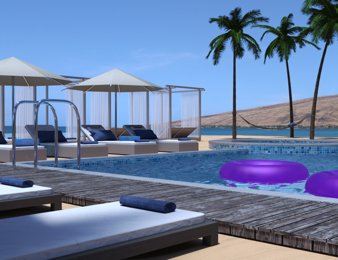 Island Beach Resort - Swimming Pool Area | Daz 3D