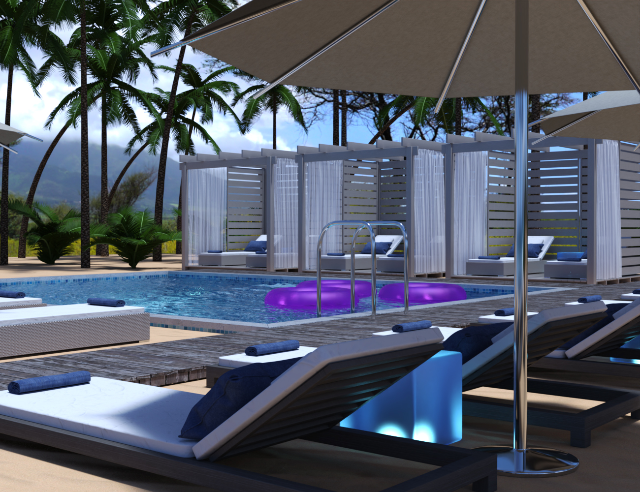 Island Beach Resort - Swimming Pool Area | Daz 3D