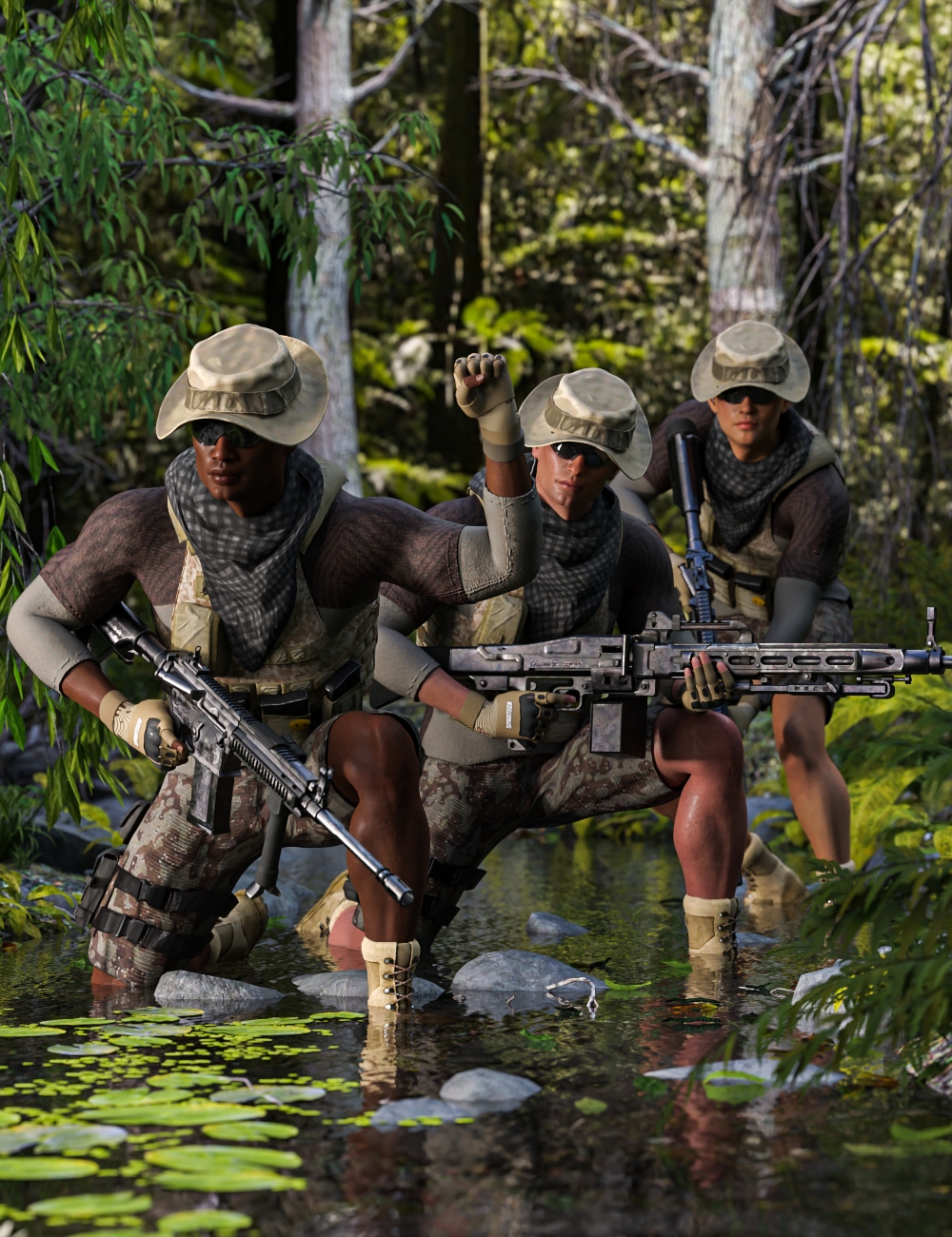Military Weapons 02 Poses for Genesis 3 and 8 | Daz 3D