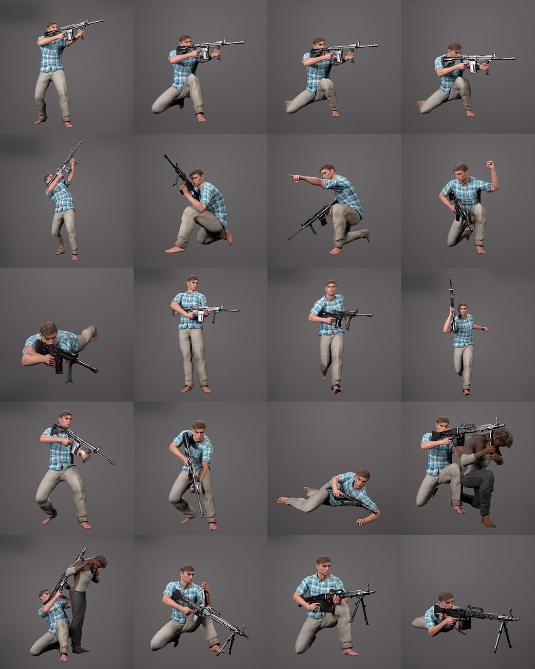 Military Weapons 02 Poses for Genesis 3 and 8 | Daz 3D