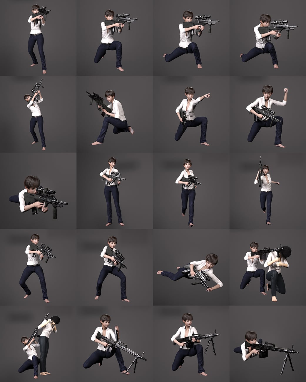 Military Weapons 02 Poses for Genesis 3 and 8 | Daz 3D