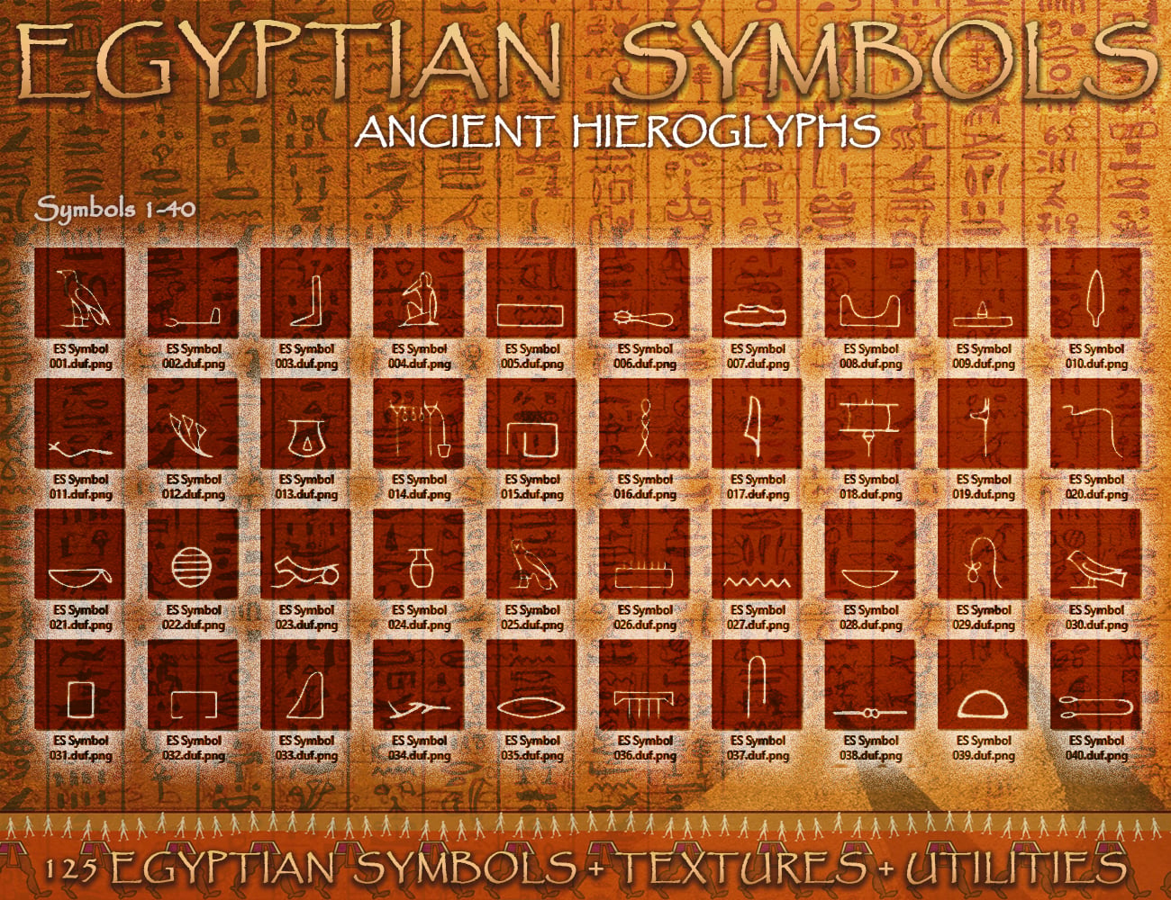 Egyptian Symbols - Ancient Hieroglyphs | Daz 3D