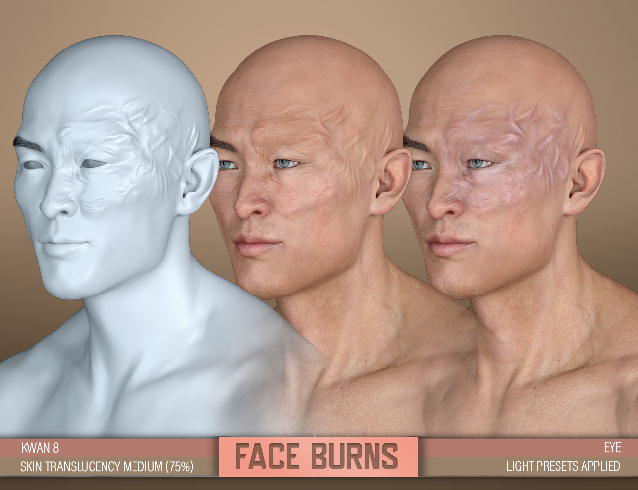 HD Face Burns for Genesis 8 Males | Daz 3D