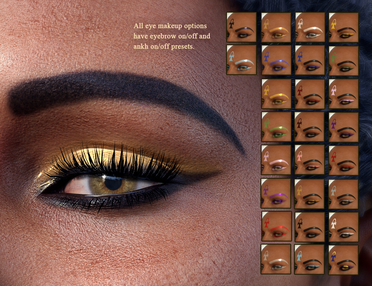 SBibb Egyptian Ankh Makeup Set for Genesis 8 Female | Daz 3D
