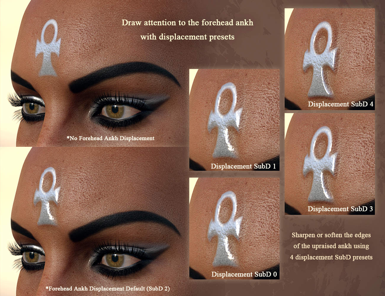 SBibb Egyptian Ankh Makeup Set for Genesis 8 Female | Daz 3D