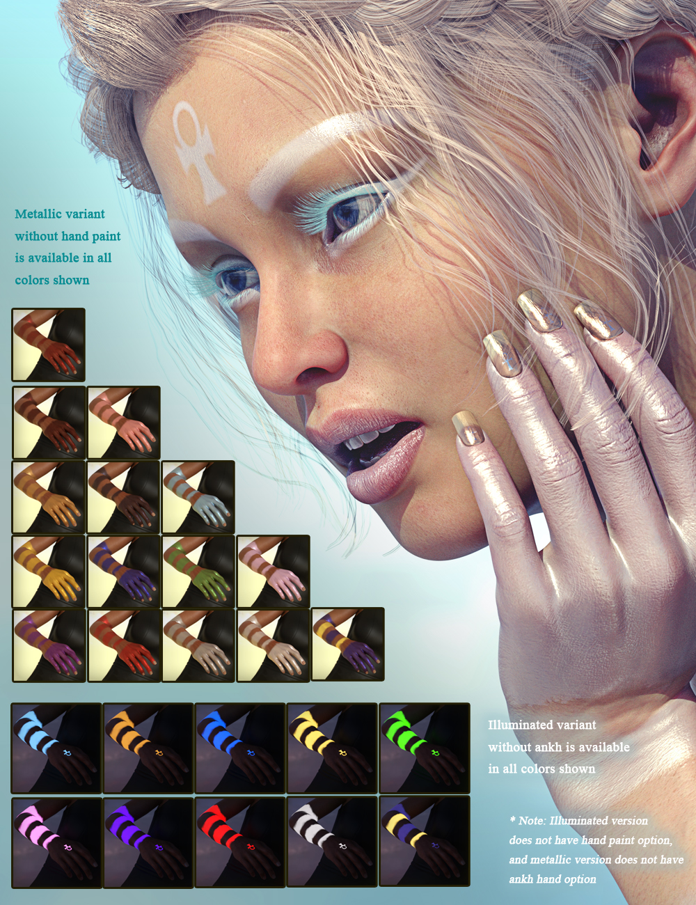 SBibb Egyptian Ankh Makeup Set for Genesis 8 Female | Daz 3D