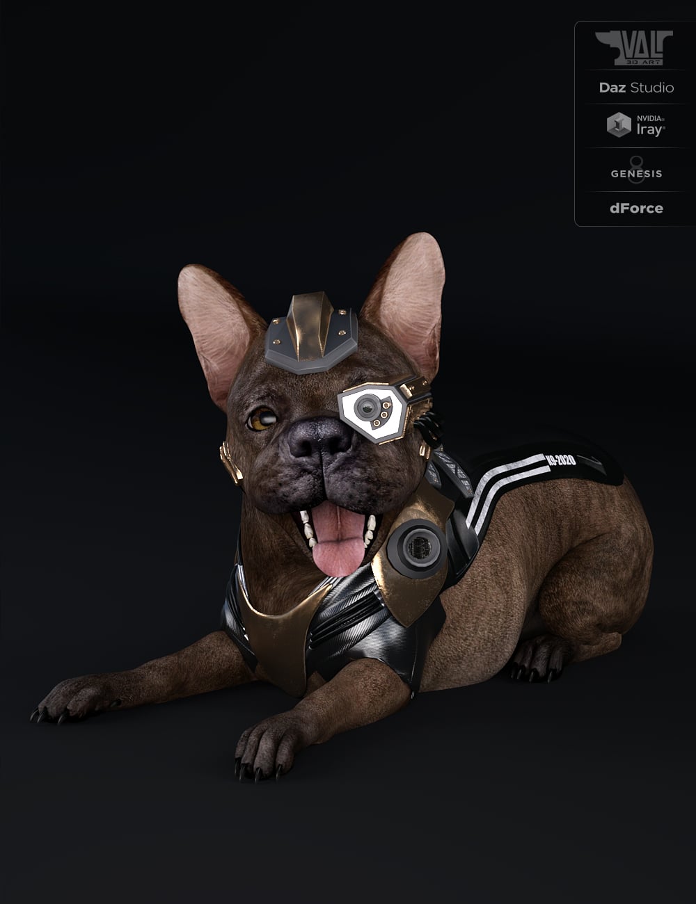 K92020 CyberPunk Armor and Custom Breed for Dog 8 | Daz 3D